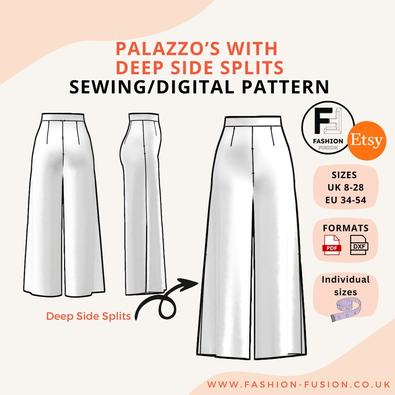 Palazzo's With Deep Side Splits - Woven + Fitted - Women's Size UK 8-28 ...