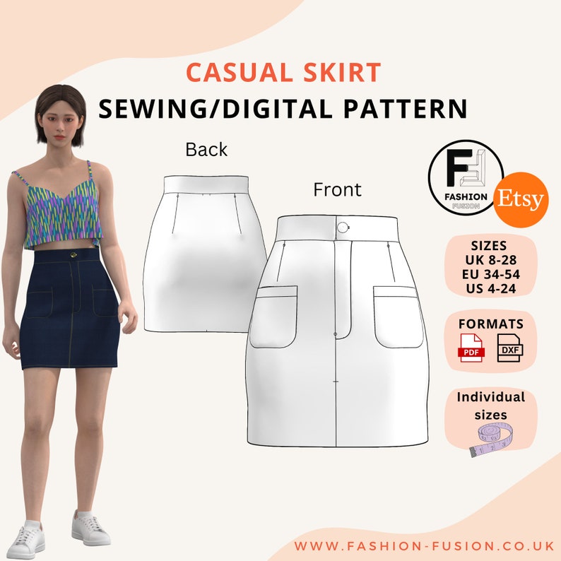 Casual Fly Front Skirt Sewing Pattern - Perfect for Upcycling Projects ...