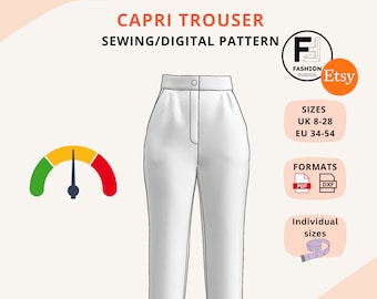 Women's Tapered Leg Trouser Pattern, Size UK 8-28 EU 34-54, Instant PDF ...