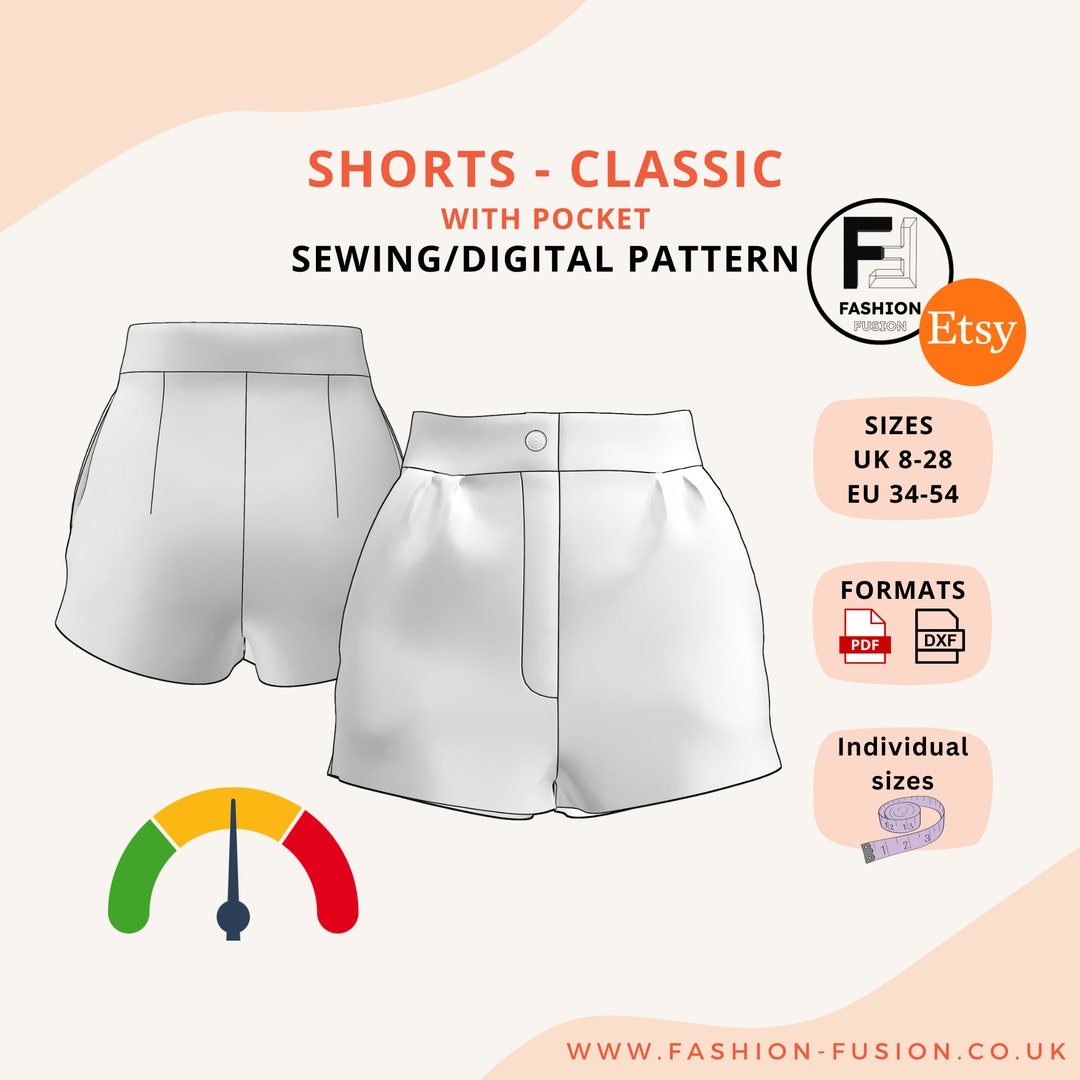 Women's/teens Classic Short Patterns, Size UK 8-28 EU 34-54, Instant ...
