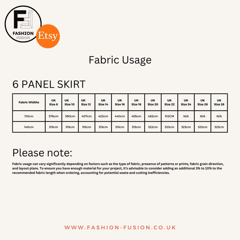 6 Panel Full Length Skirt Sewing Pattern, Sizes UK 8-28/EU 34-54/US 4 ...