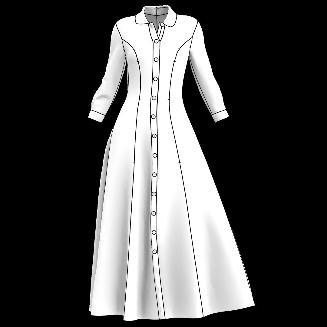 Flared Shirt Dress Sewing Pattern - Women's Size UK 8-28 EU 34-54 US 4 ...