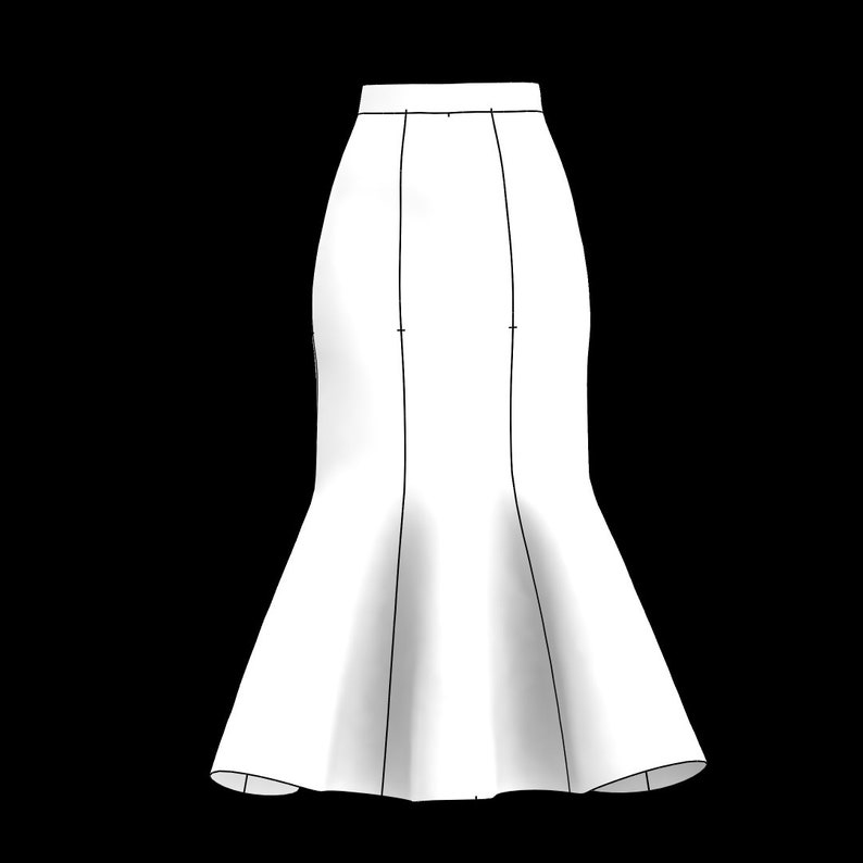 6-panel Gored Skirt Sewing Pattern, Mid Calf Length, Sizes UK 8-28 EU ...