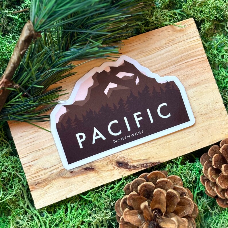 Pacific Northwest Mountain Sticker/washington State Gifts, Nature Art ...