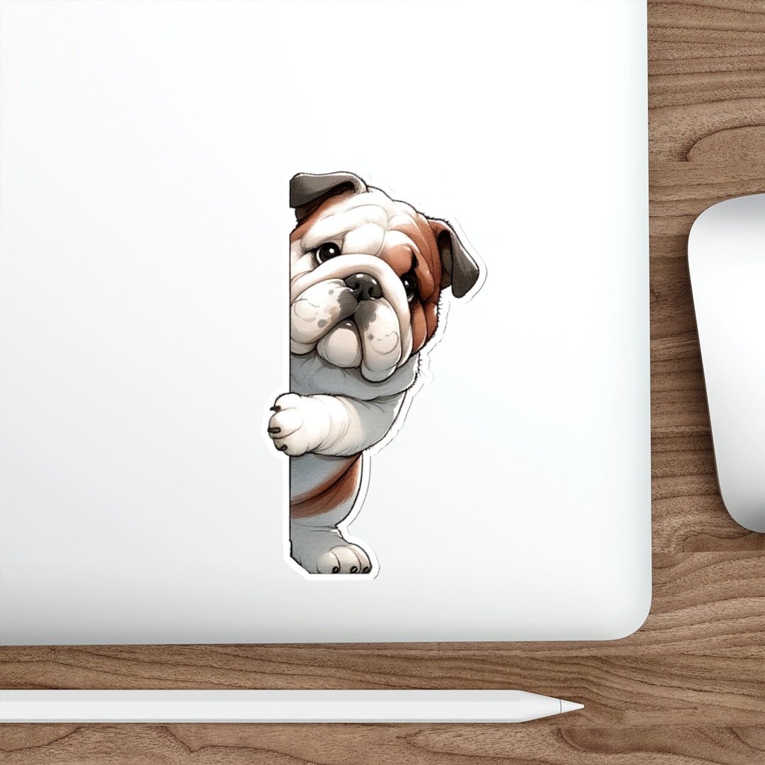 Bulldog Peeking Sticker, Dog Sticker, Decal for Car Laptop Phone ...