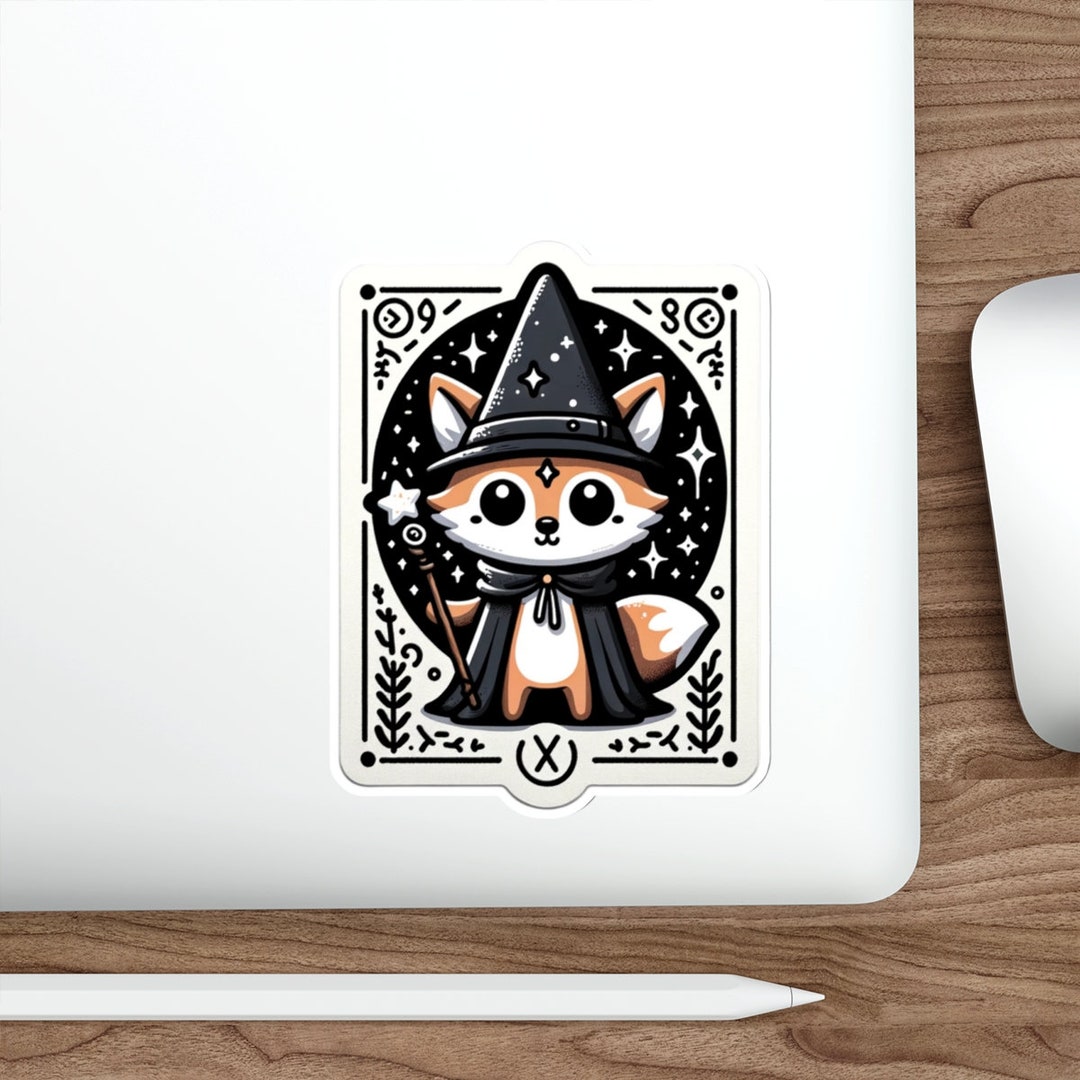 The Enchanted Fox Wizard Sticker, Wizard Fox Art, Magical Creature ...