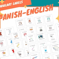 Vocabulary Home Labels Spanish-english 60 Words With Pictures - Etsy