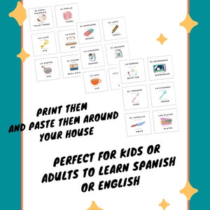 Vocabulary Home Labels Spanish-english 60 Words With Pictures - Etsy