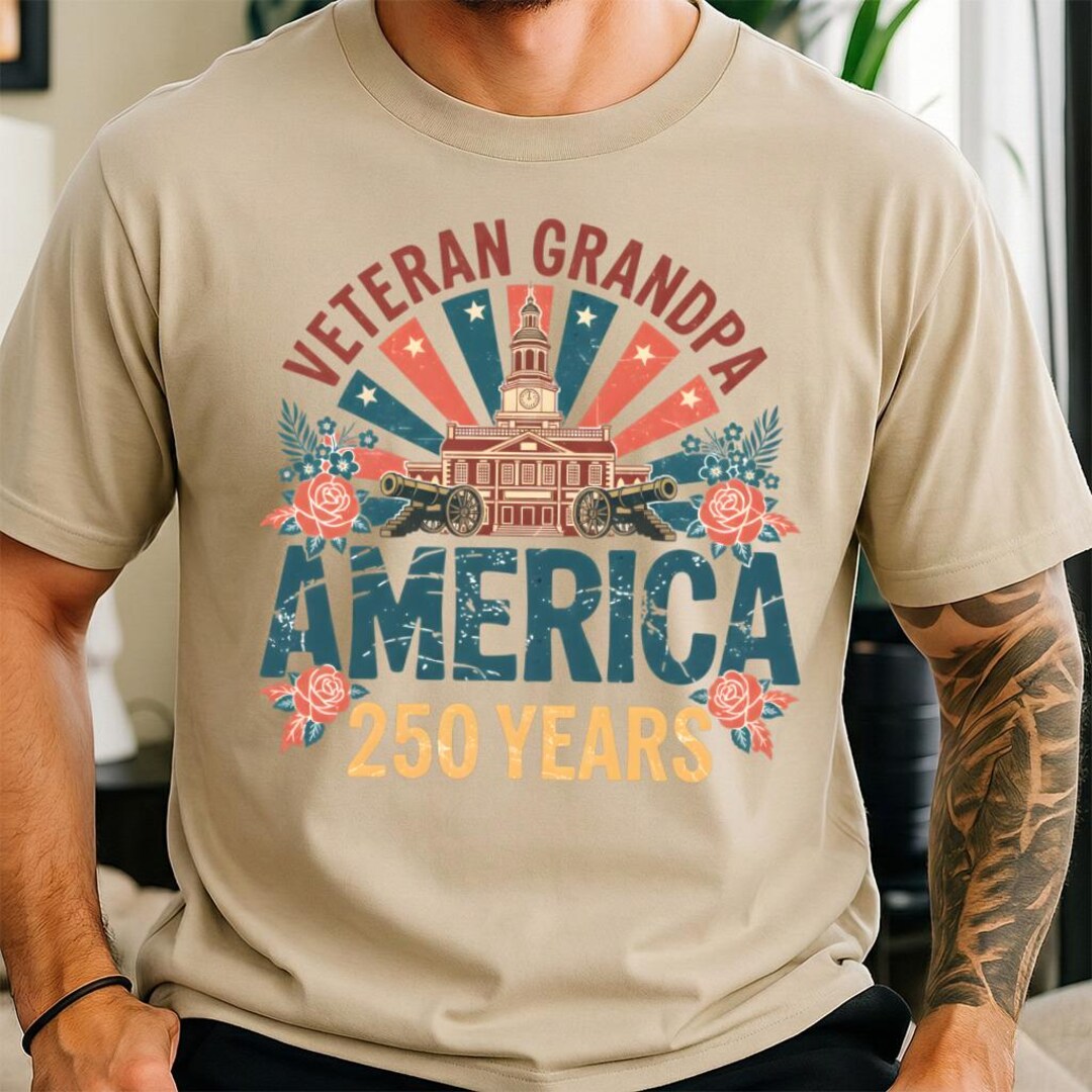 Veteran Grandpa America 250 Years PNG, Patriotic Sublimation Design ...