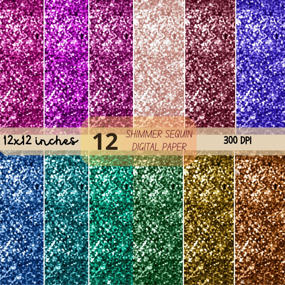 12 Shimmer Sequin Seamless Digital Paper Bundle, Glitter Digital Paper ...