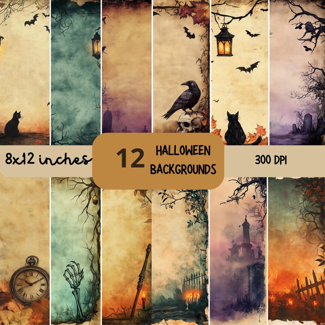 Halloween Digital Backgrounds I Digital Paper PNG I Gothic Design I ...