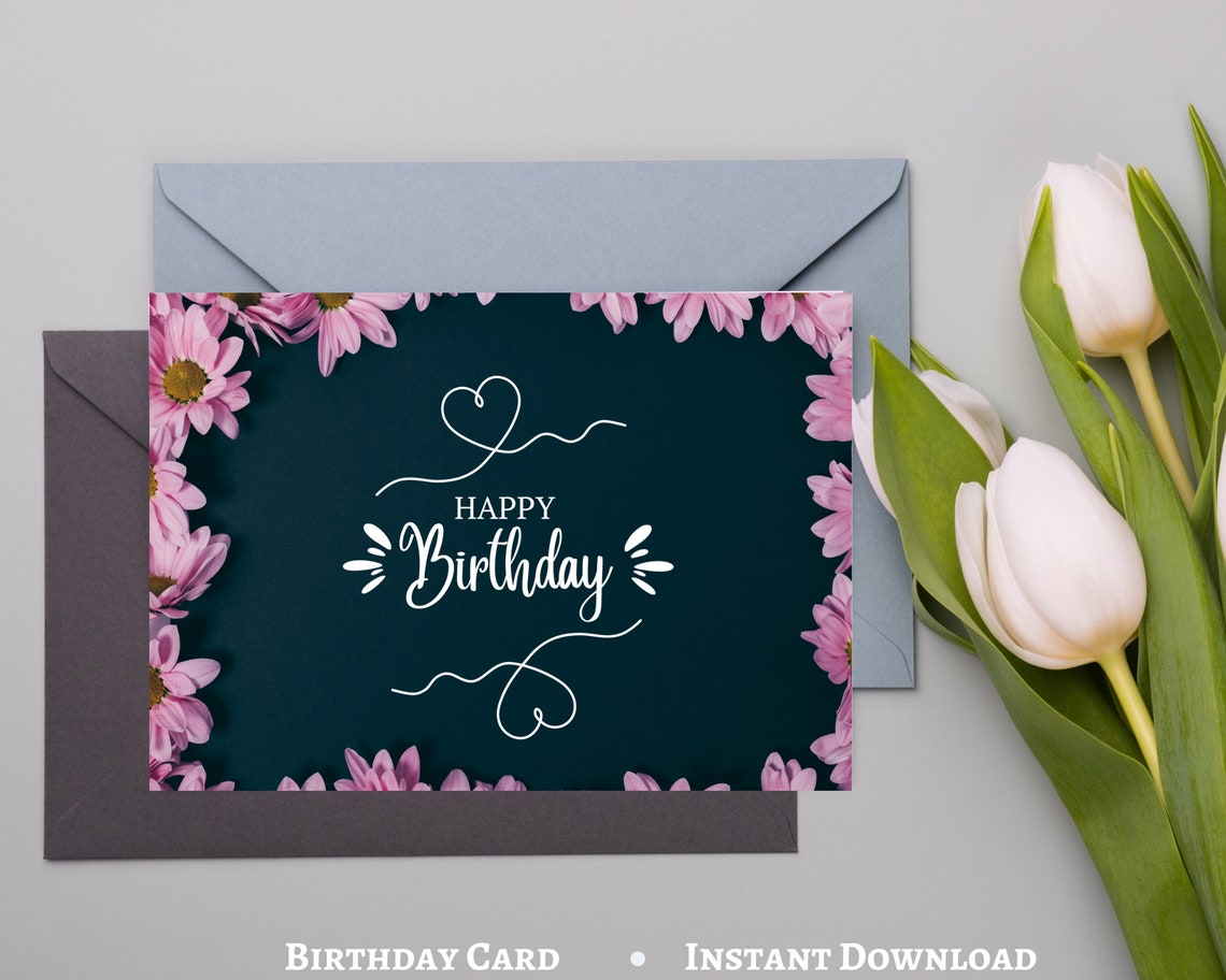 Happy Birthday Printable, Editable Birthday Card, Downloadable Birthday ...
