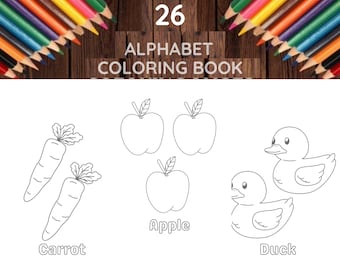 Animals Alphabet Coloring Pages 26 Printable Sheets ABC Colouring Book ...