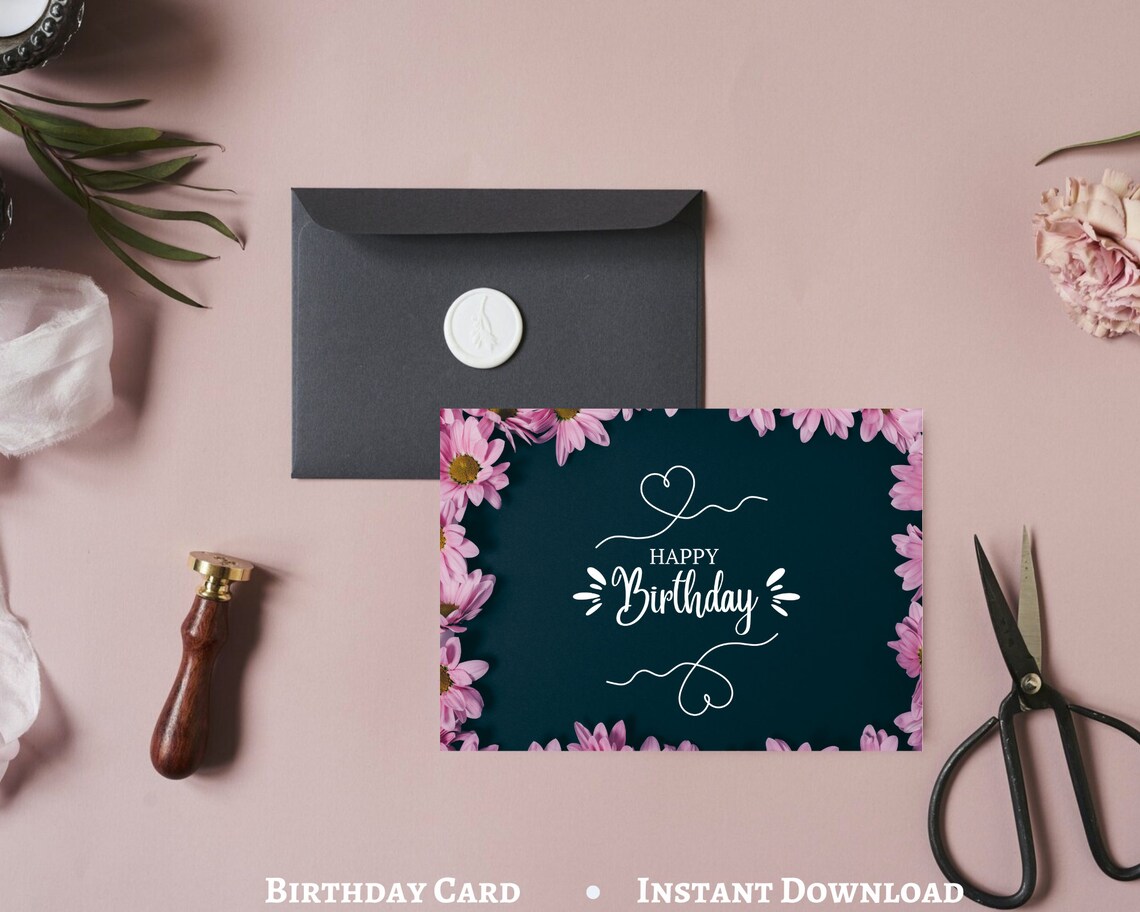 Happy Birthday Printable, Editable Birthday Card, Downloadable Birthday ...