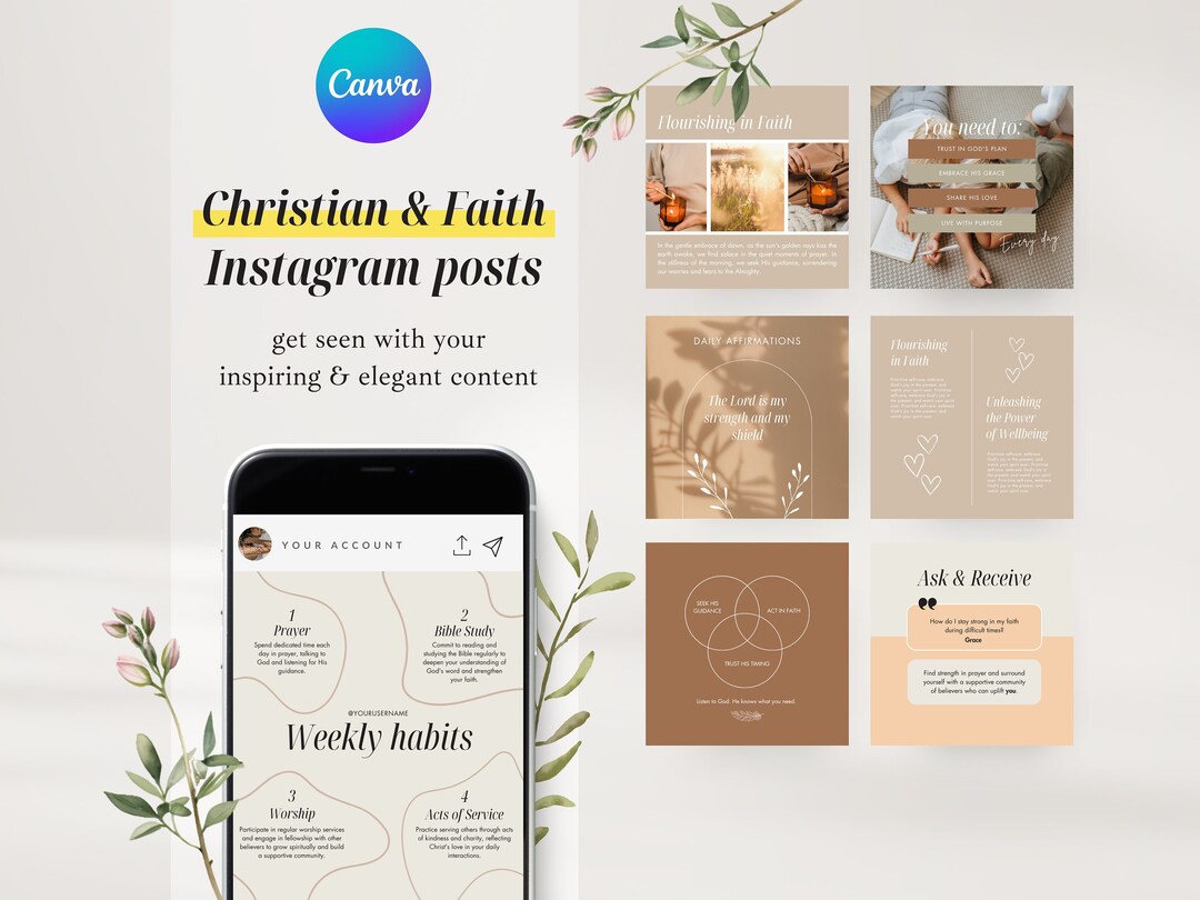 Editable Beige Christian Instagram Post Template, Faith Inspired ...