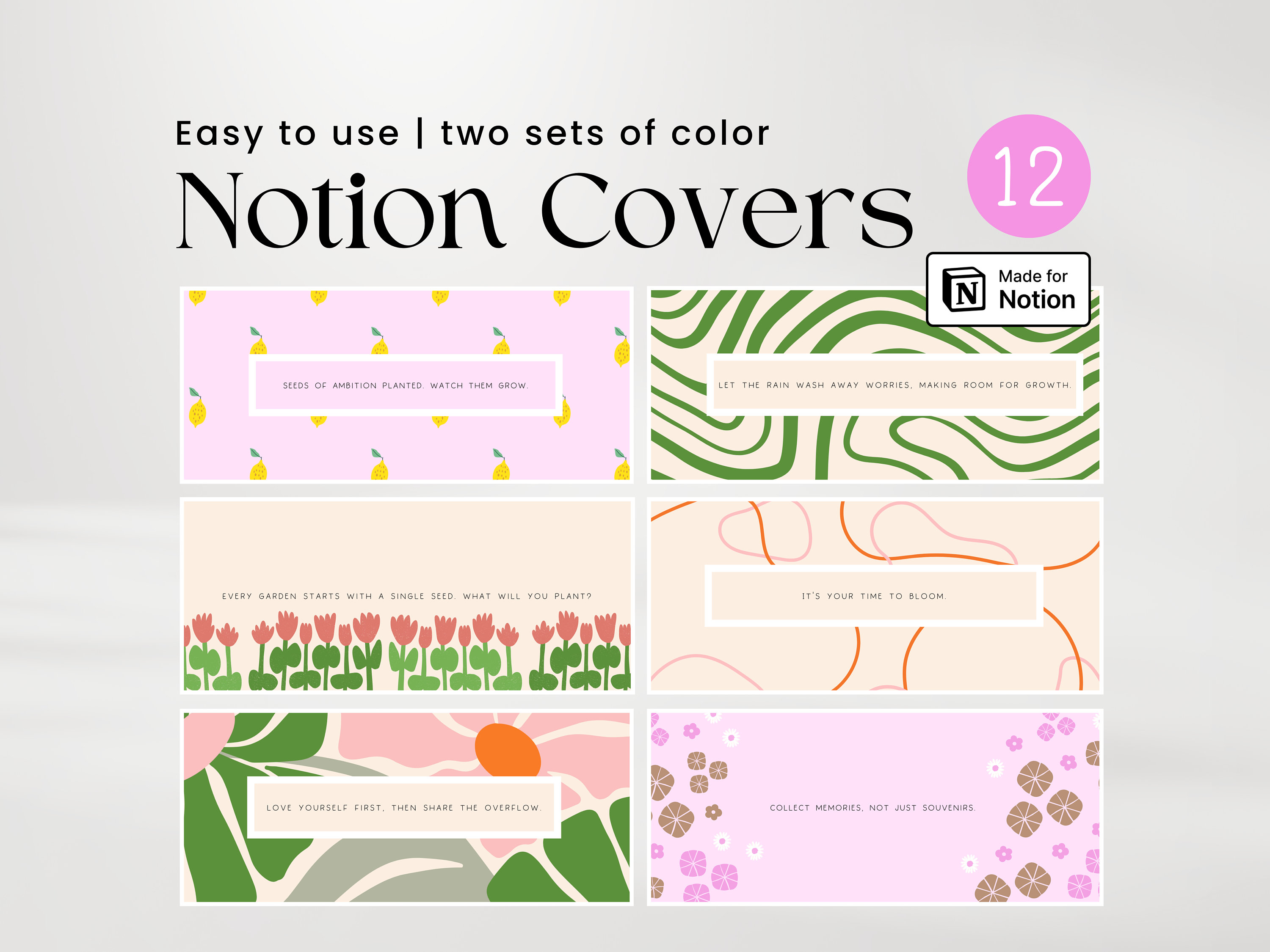 12 Custom Notion Page Covers With Motivational Quotes - Colorful Set ...