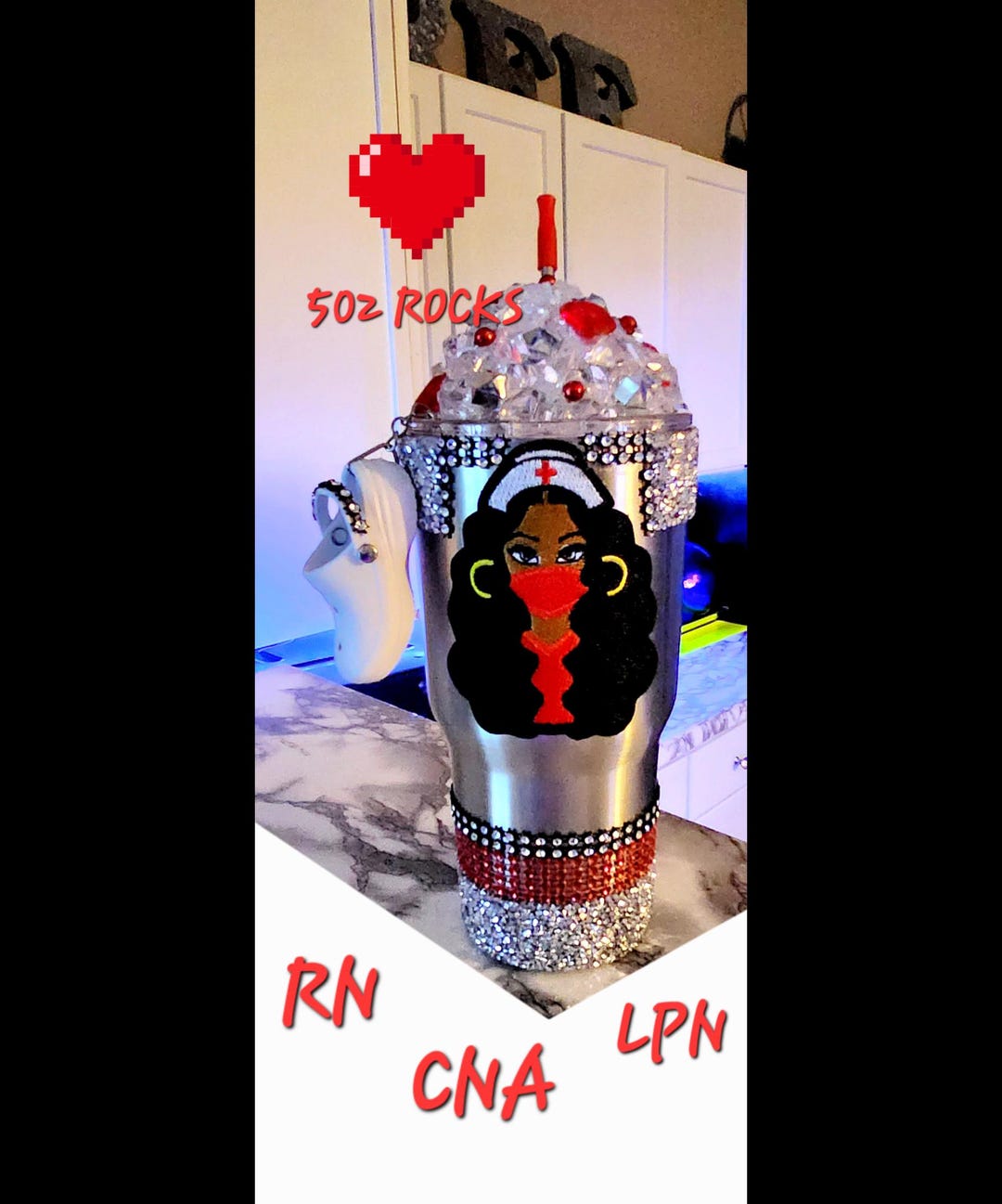 3D Nurse, LPN, CNA Mask Tumbler, Color-changing Ice, Available in Blue ...