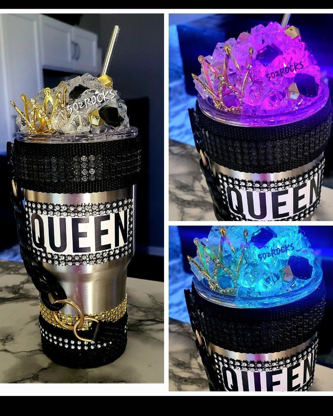 3D Queen Chain Link Tumbler. Stainless Steel Keeps Drinks Hot or Cold ...