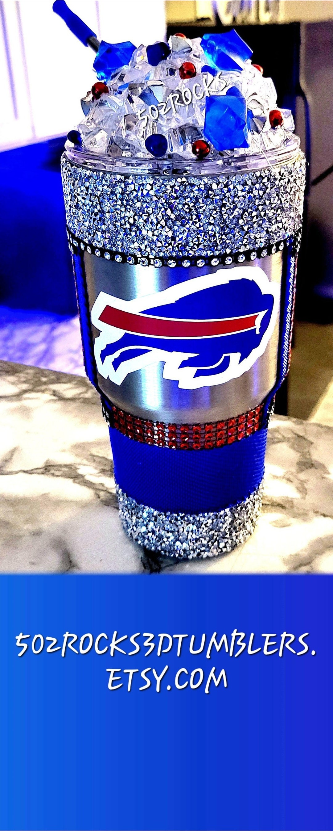 Buffalo Bills Crushed Ice, Stainless Steel Tumbler, Color Changing LED ...
