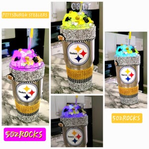 Pittsburgh Steelers Tumbler: Crushed Ice, LED Light, Bling Trim - Etsy