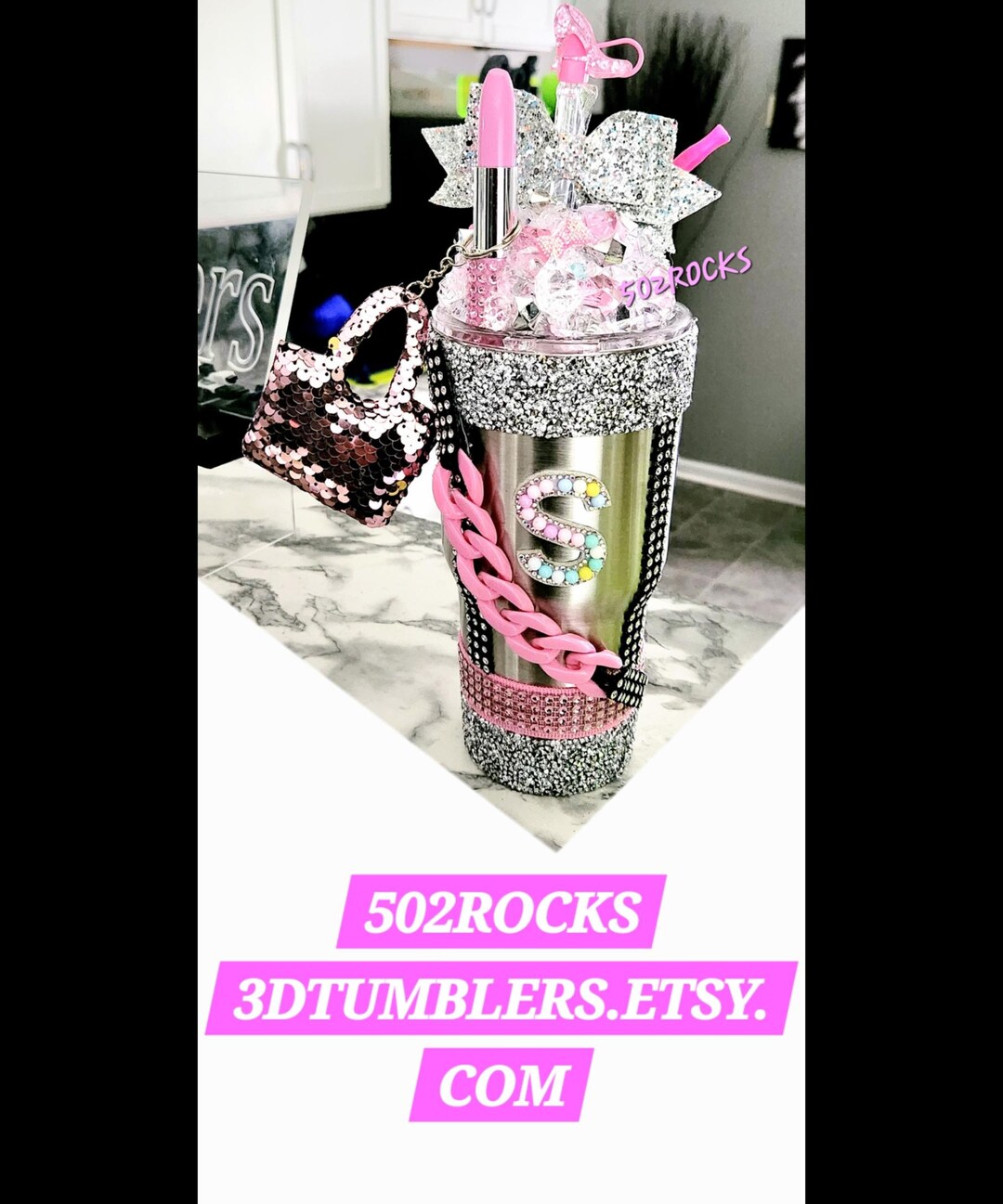 Pretty N Pink, 3D Lipstick Tumbler With Chain, Lipstick & Color ...