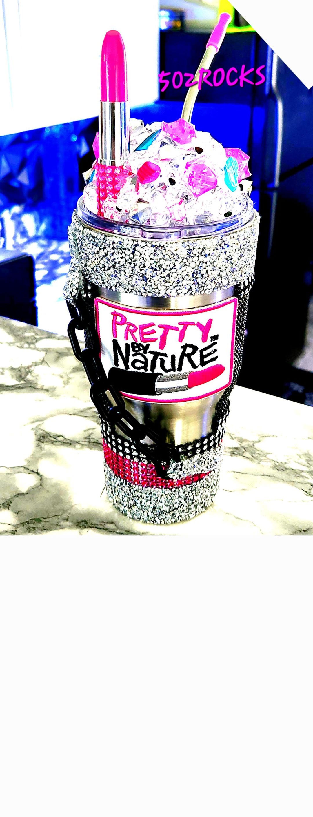 Pretty by Nature 3D Rhinestone Lipstick Tumbler, Stainless Steel, Link ...