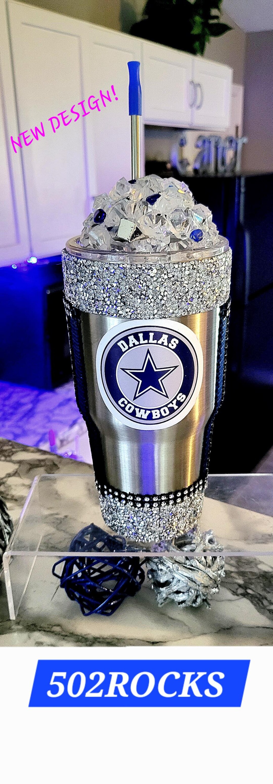 Dallas Cowboys, Crushed Ice Bling, Color-changing Ice Stainless Steel ...