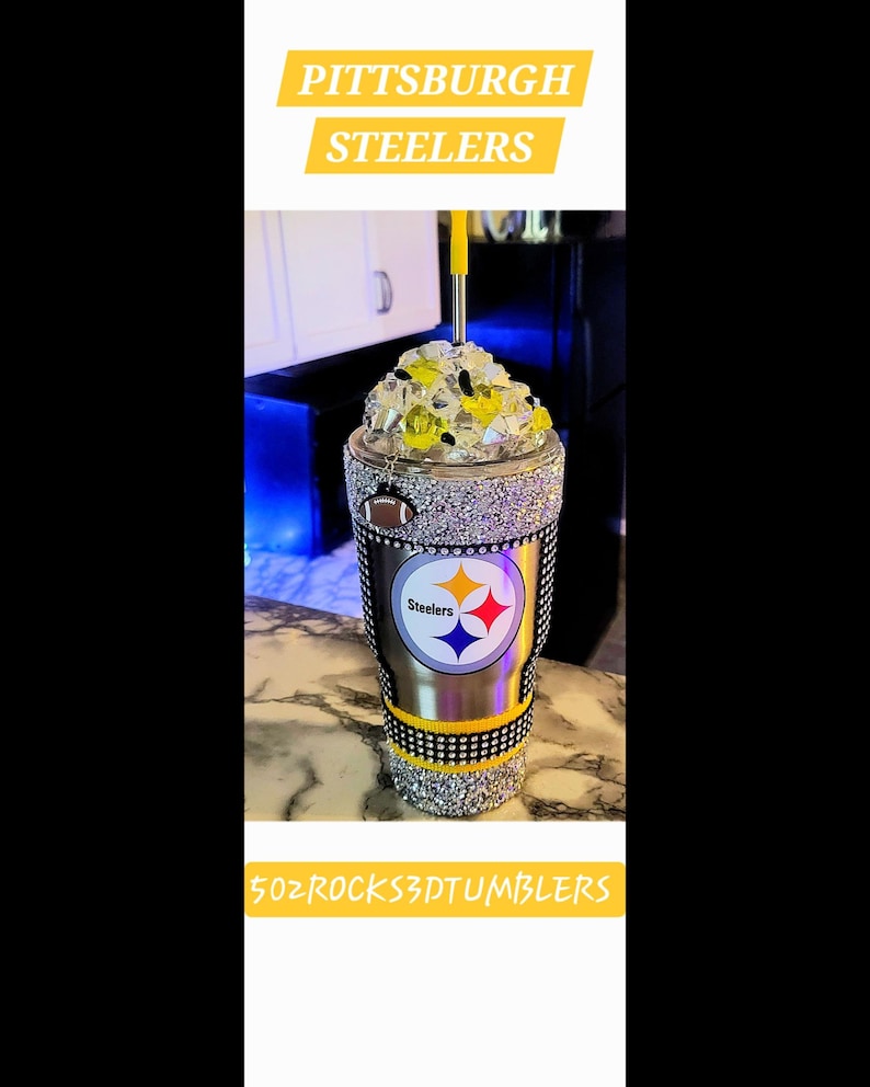 Pittsburgh Steelers Tumbler: Crushed Ice, LED Light, Bling Trim - Etsy