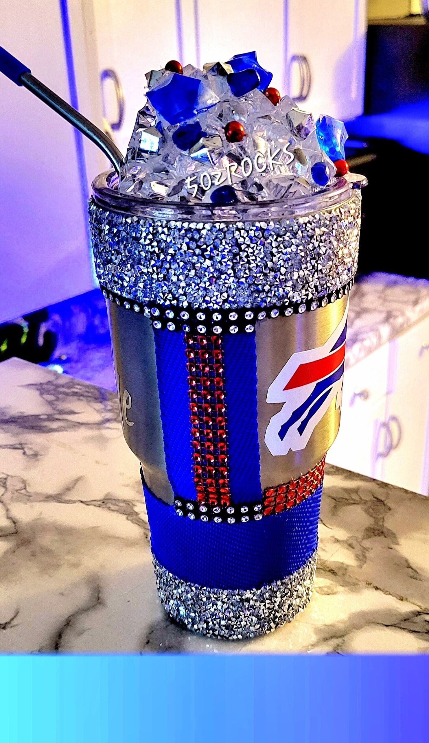 Buffalo Bills Crushed Ice, Stainless Steel Tumbler, Color Changing LED ...