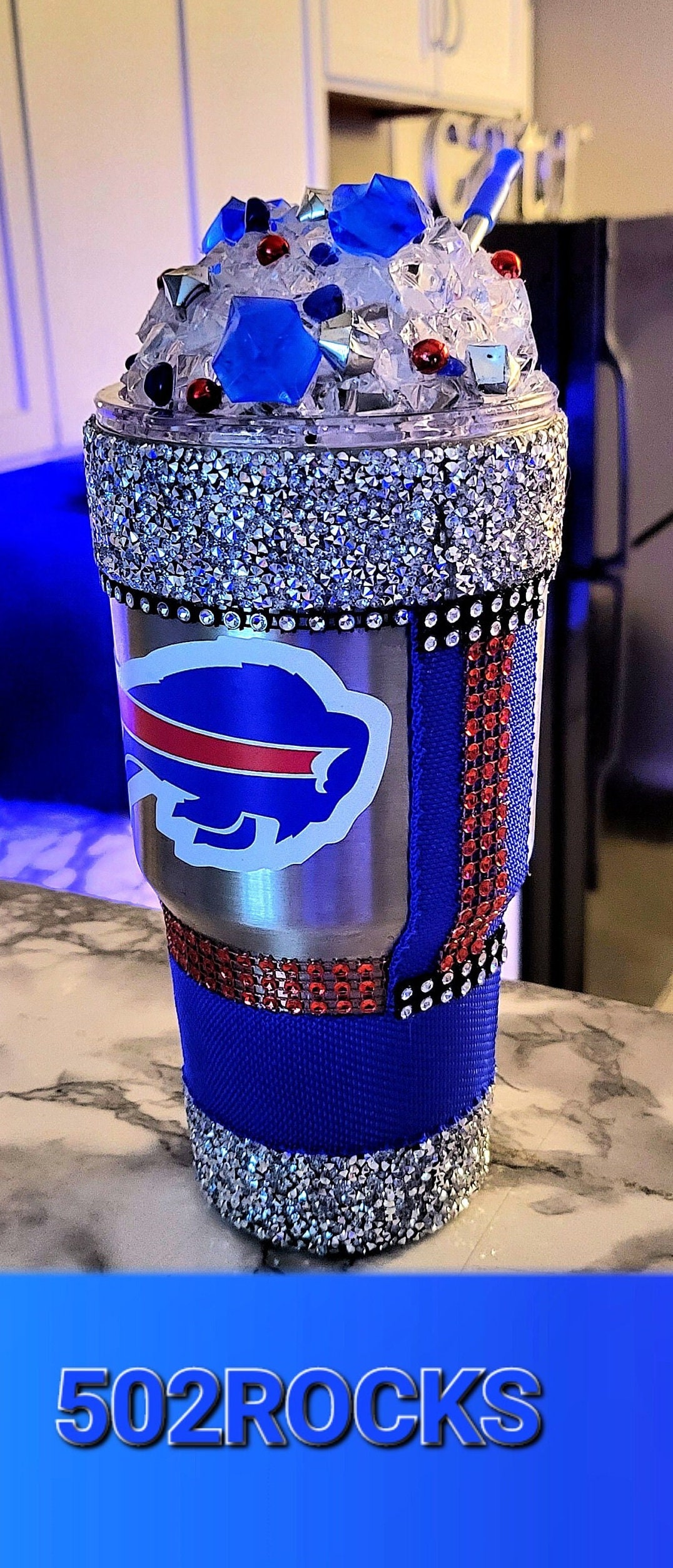 Buffalo Bills Crushed Ice, Stainless Steel Tumbler, Color Changing LED ...