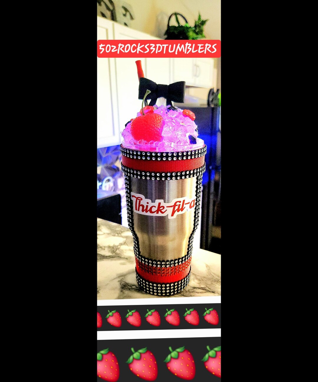 Thick Fil-a , Ice Topper With Cherry or Strawberry Topper, Stainless ...