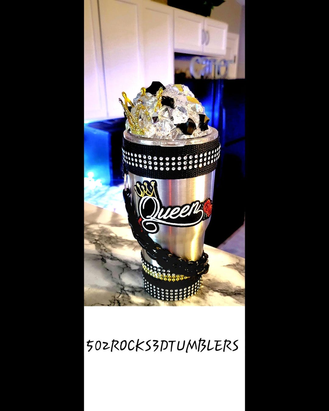 3D Queen Chain Link Tumbler. Stainless Steel Keeps Drinks Hot or Cold ...