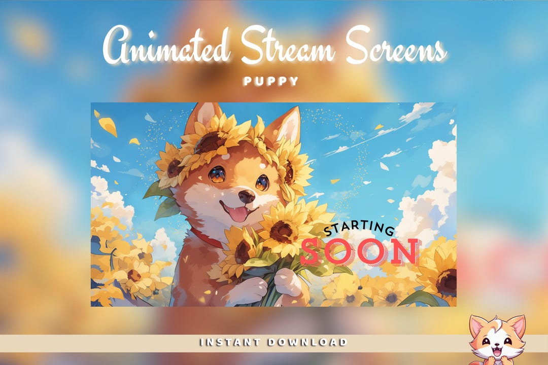 Cute Puppy Animated Twitch Screens | Stream Starting, BRB, Ending ...