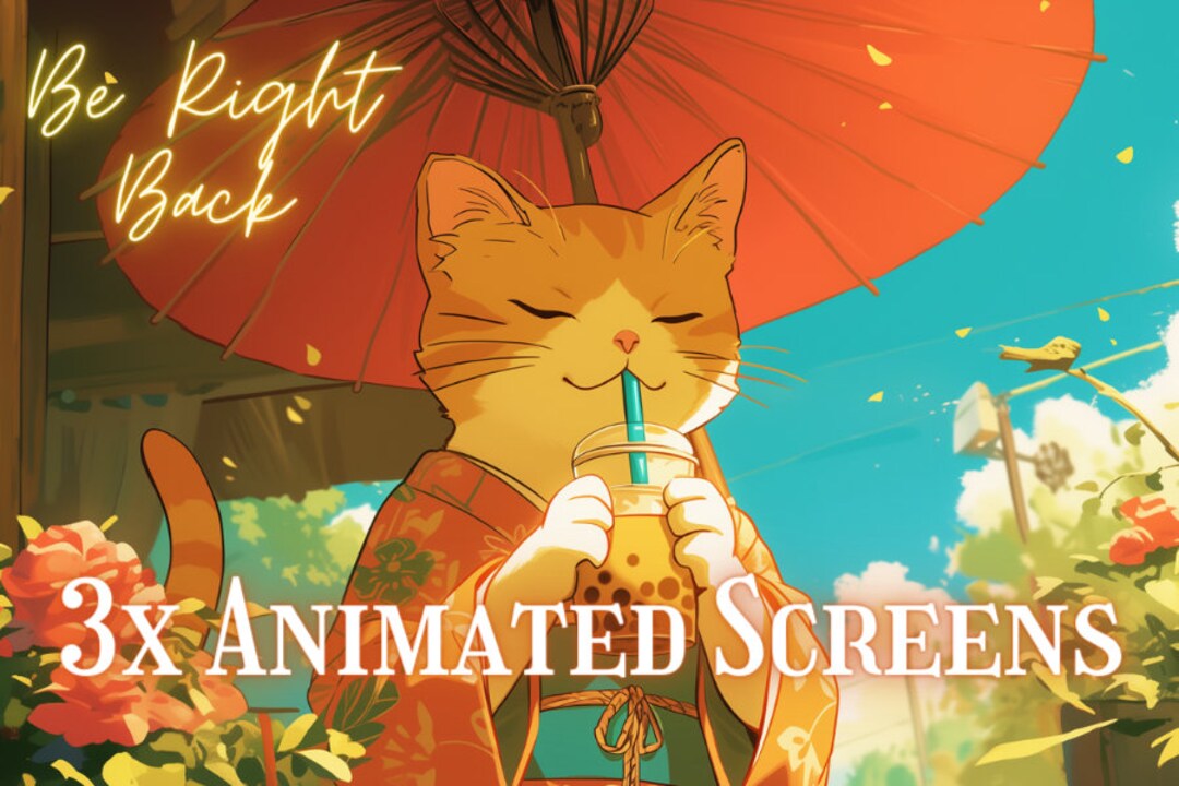 3x Anime Cat Animated Twitch Screens: Stream Package (digital Download ...