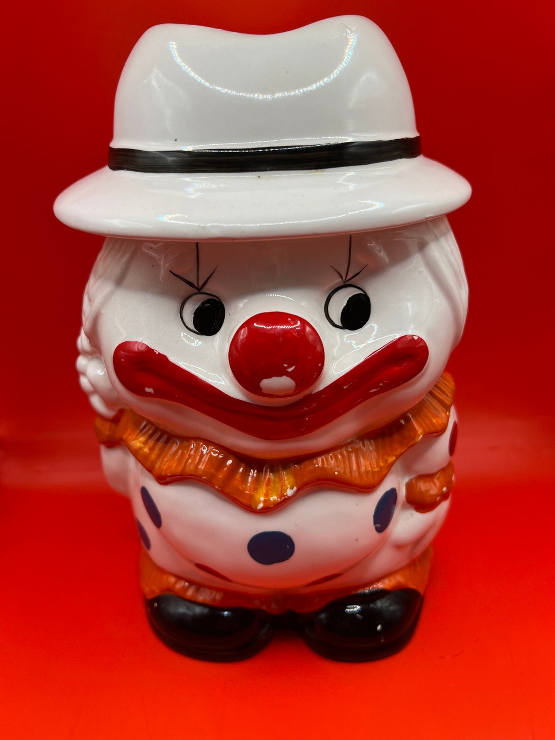 Vintage Hand Painted Clown Cookie Jar - Etsy Vintage Hand Painted Clown Cookie Jar - Etsy