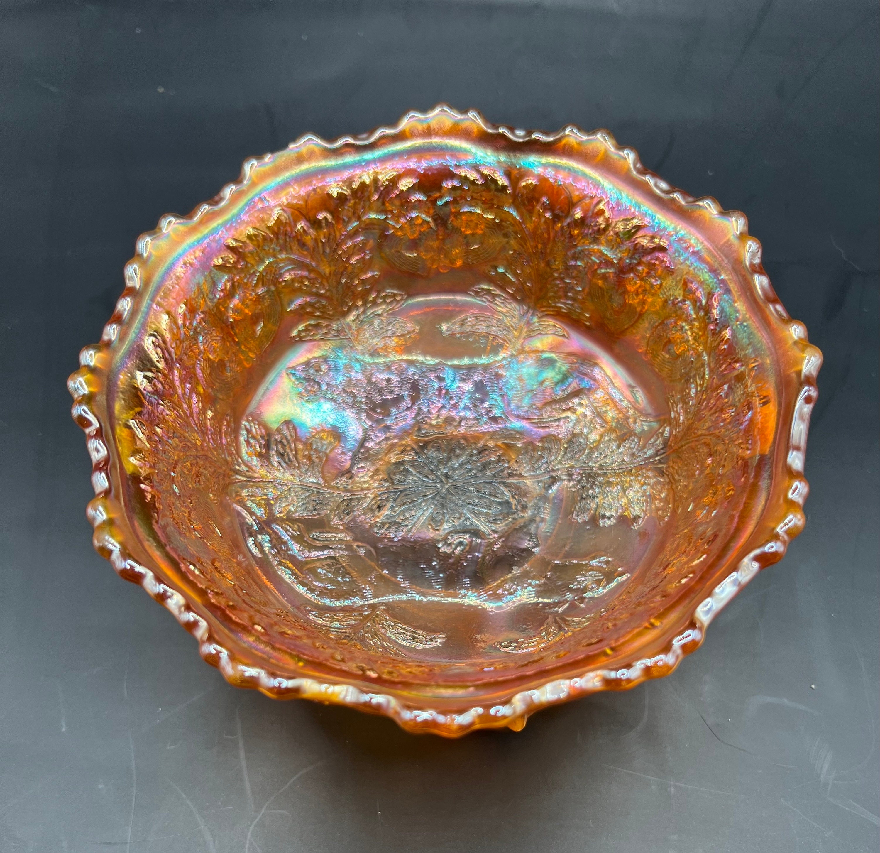 Rare Fenton Butterfly and Berry panther 3 Toed Berry Bowl. - Etsy