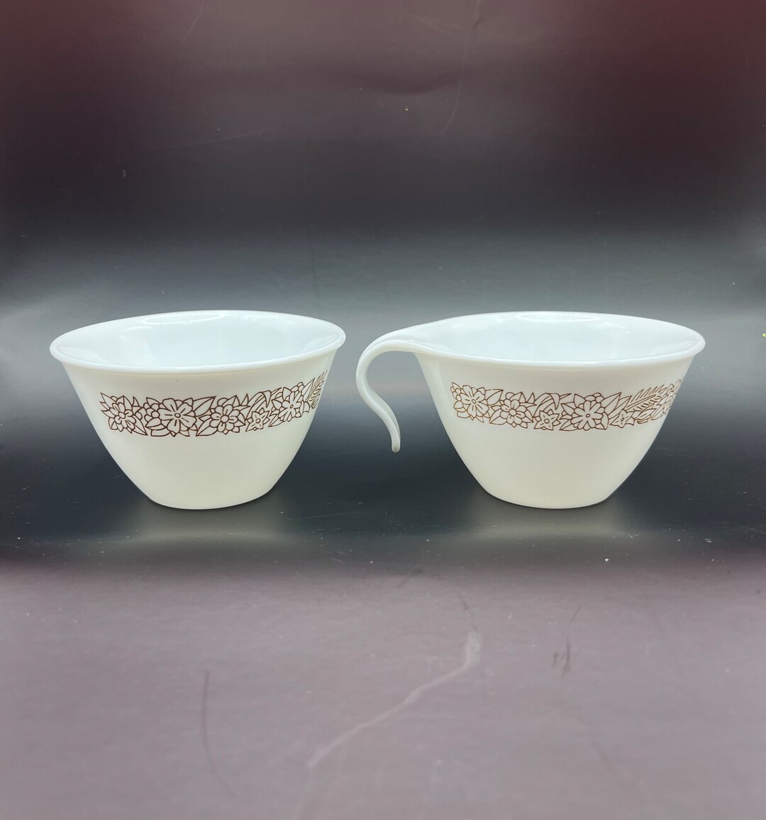 Vintage Corelle Woodland Brown Flower Cream and Sugar Set With Hook ...