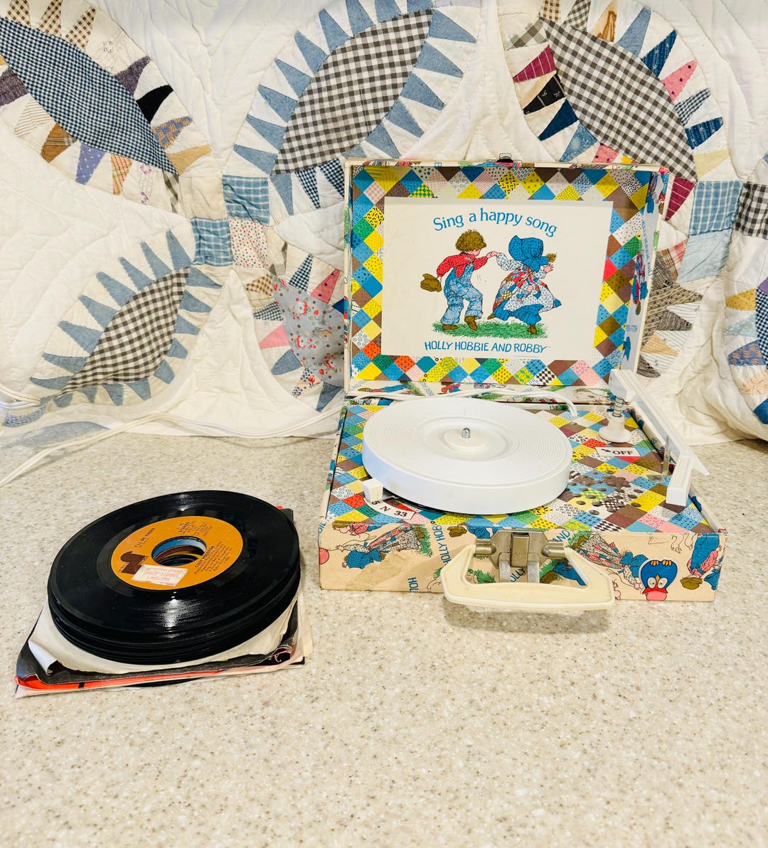 Vintage 1970s Holly Hobbie and Robby Record Player With 45s- Works! - Etsy