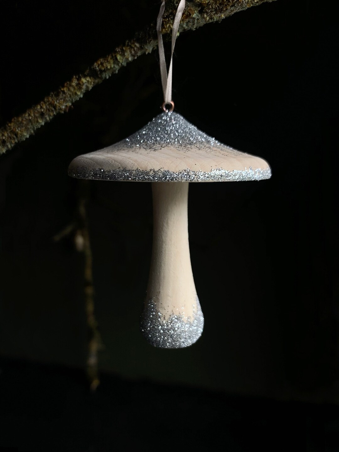 Handmade Mushroom Christmas Tree Ornament - Wooden Parasol Mushroom ...