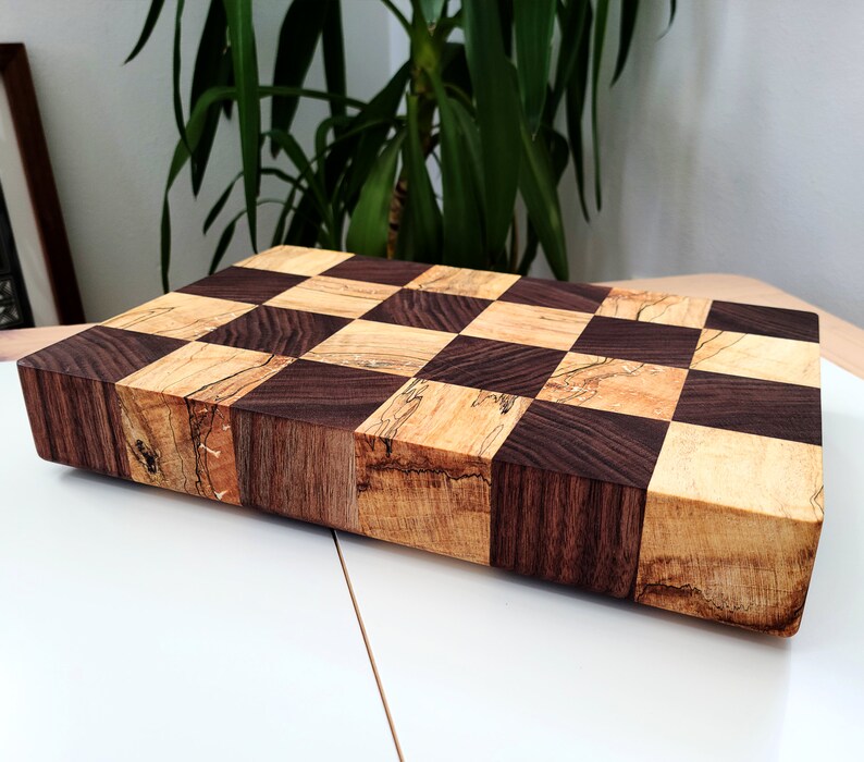 Handcrafted Walnut and Spalted Maple Checker End Grain Cutting Board ...