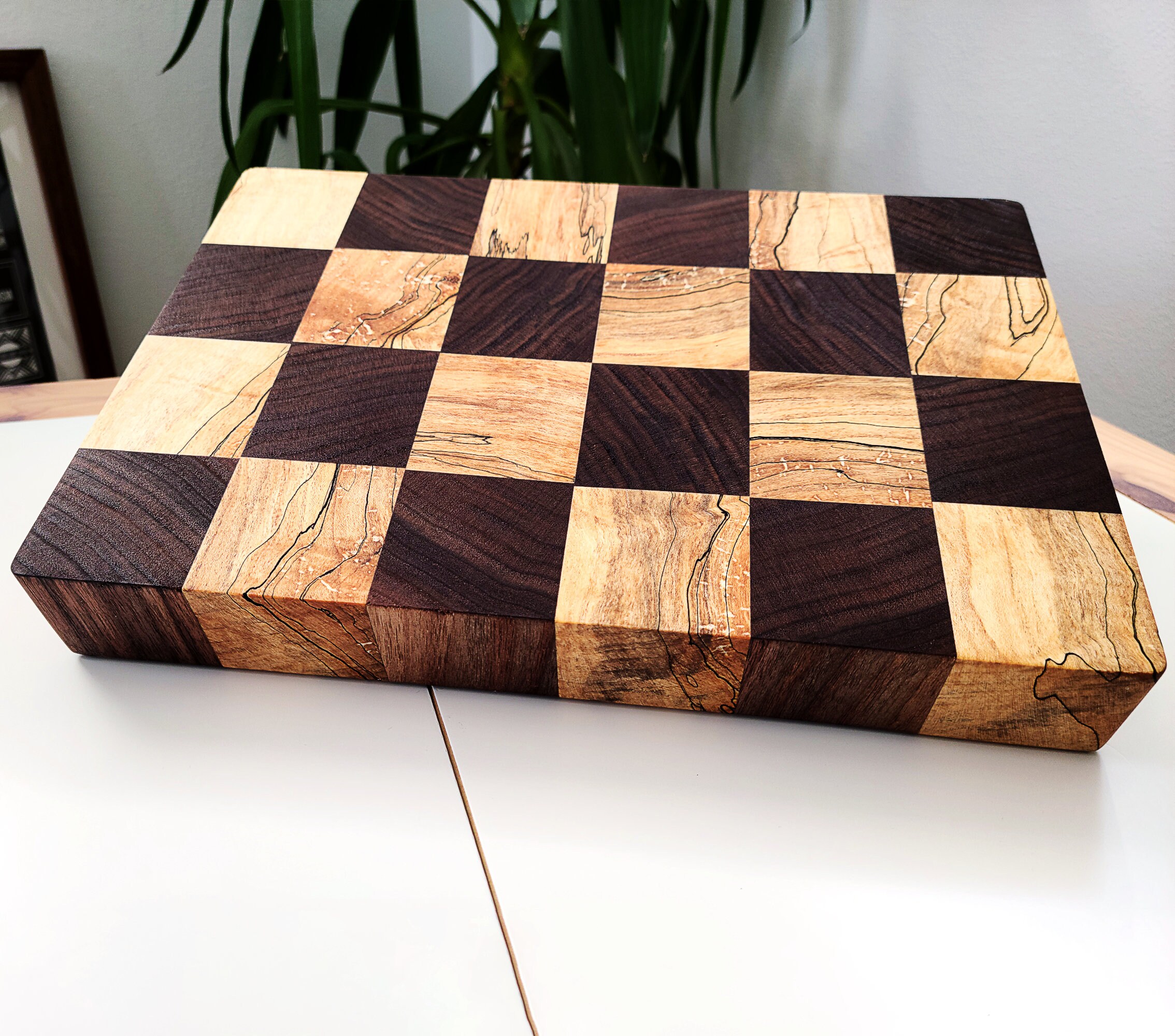Handcrafted Walnut and Spalted Maple Checker End Grain Cutting Board ...