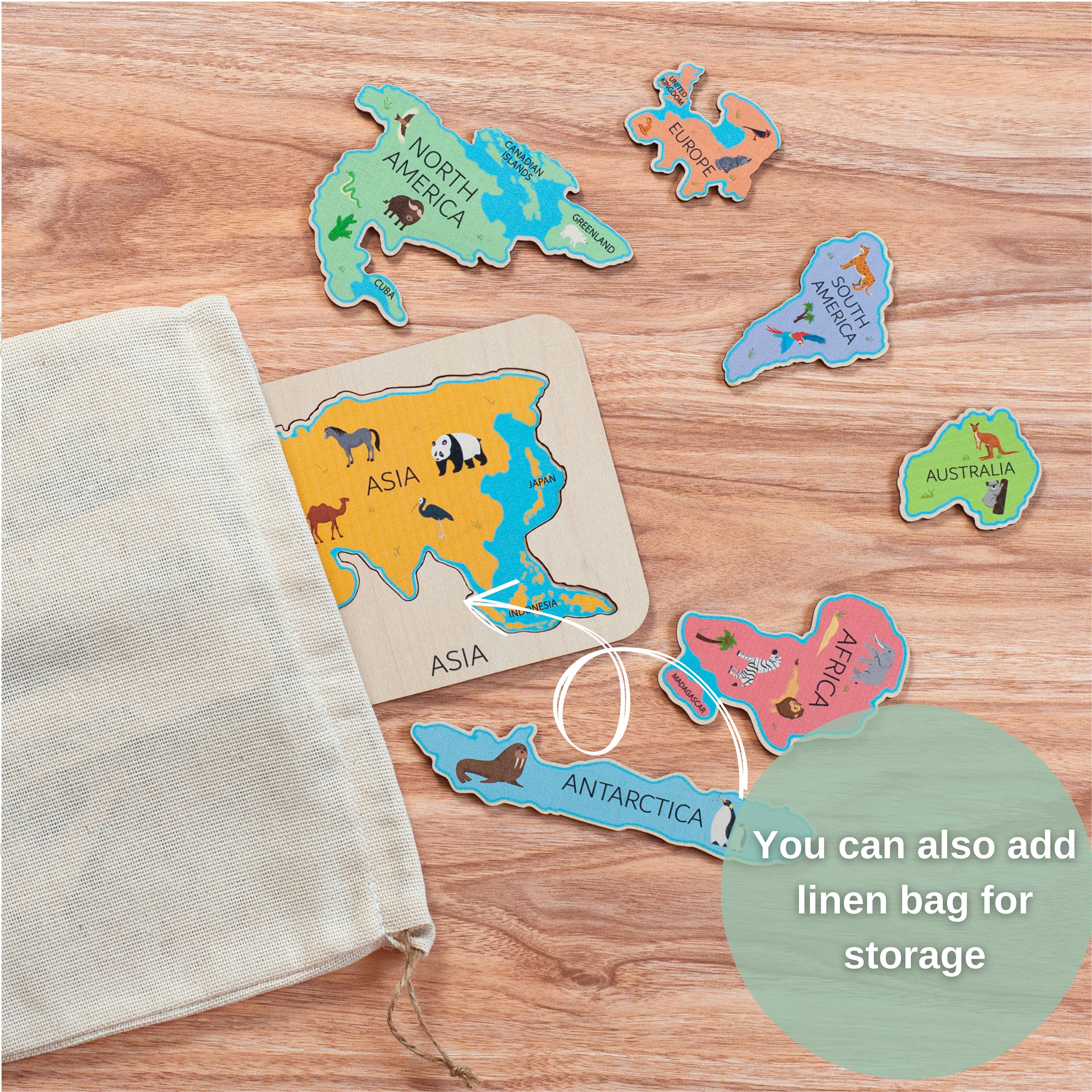 World Map Puzzle Educational Toys for Kids Continents Baby Puzzle ...