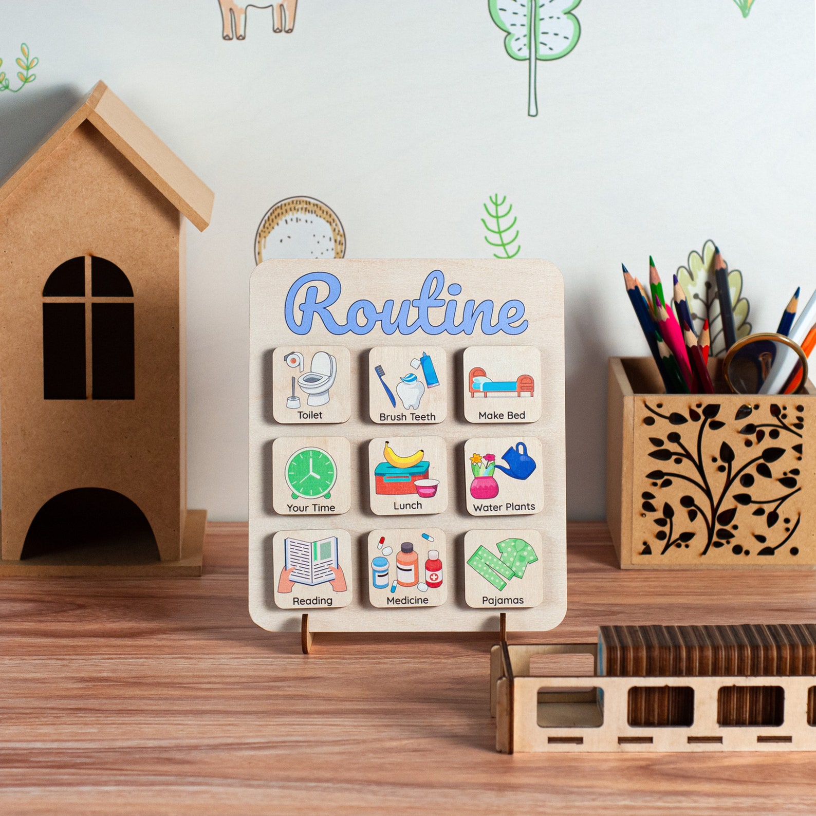 Educational Toys Responsibility Chart for Toddler Wooden Kids Daily ...