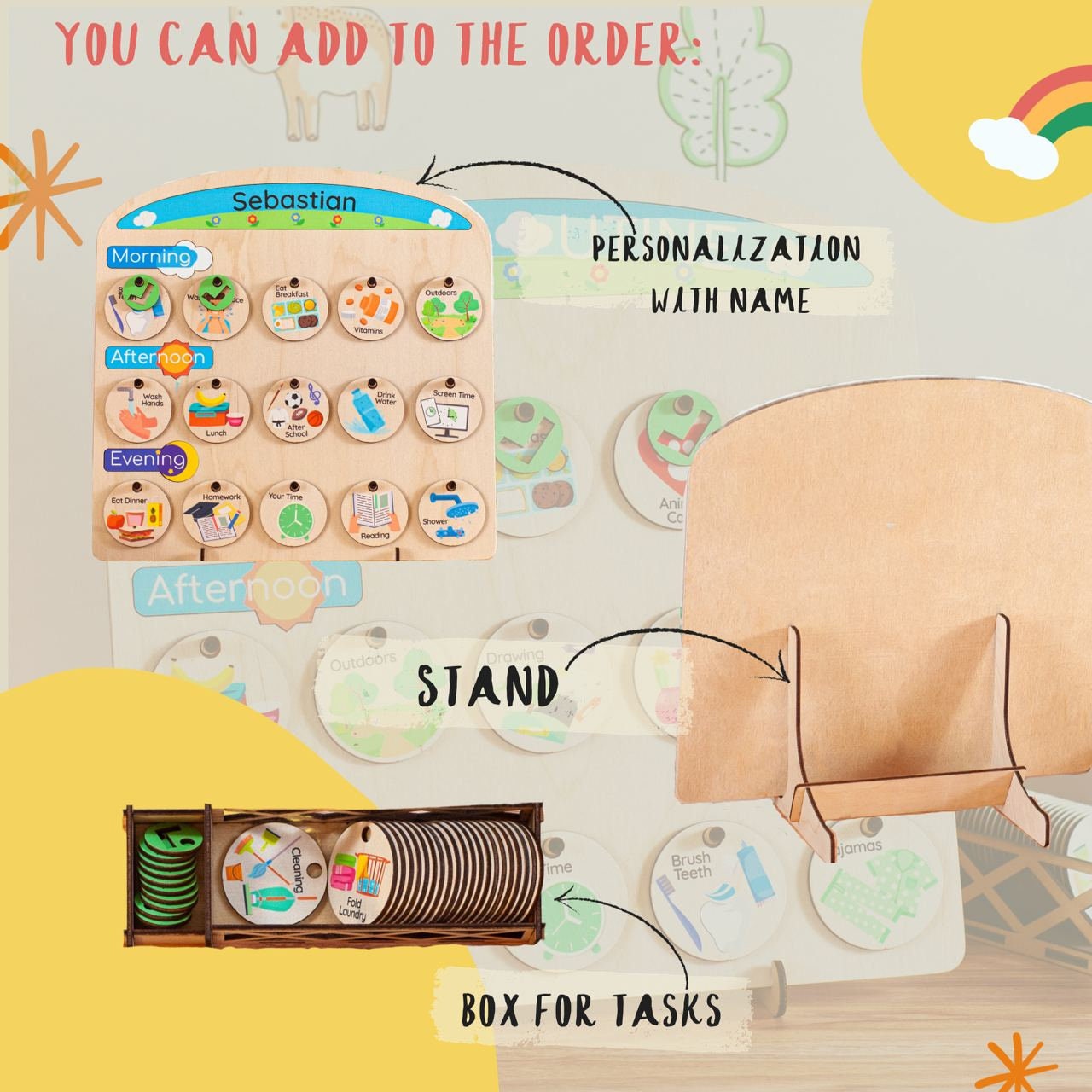 Kids Daily Planner Daily Routine Chart Montessori Wooden Toy Kids Daily ...