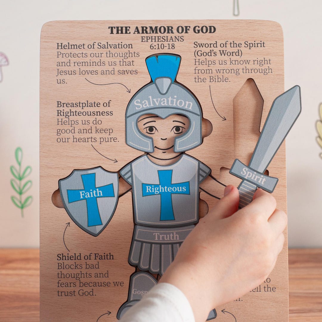 Armor of God Puzzle: Wooden Montessori Bible Toy for Sunday School - Etsy