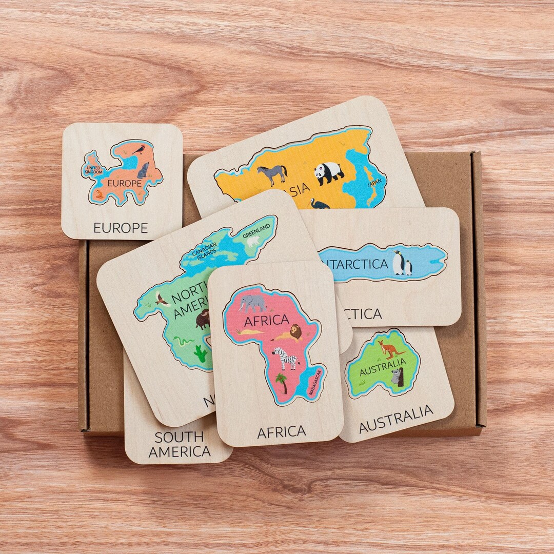 Montessori Puzzle Wooden World Map Puzzle for Kids Montessori Toys ...