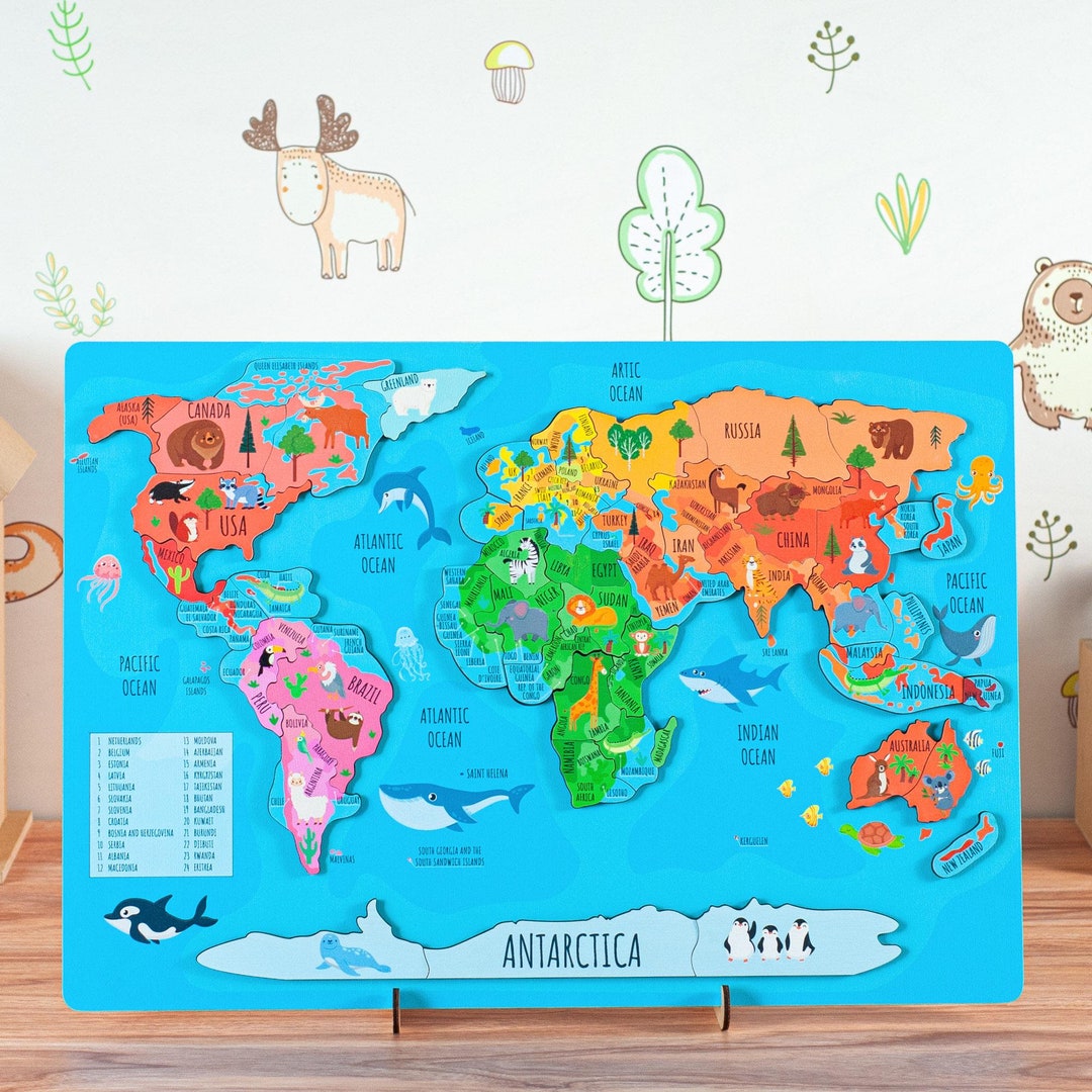 World Map Puzzle Jigsaw Continents Puzzle for Kids Educational ...