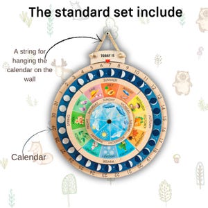 Montessori Moon Phases Calendar Wooden Perpetual Calendar Educational ...