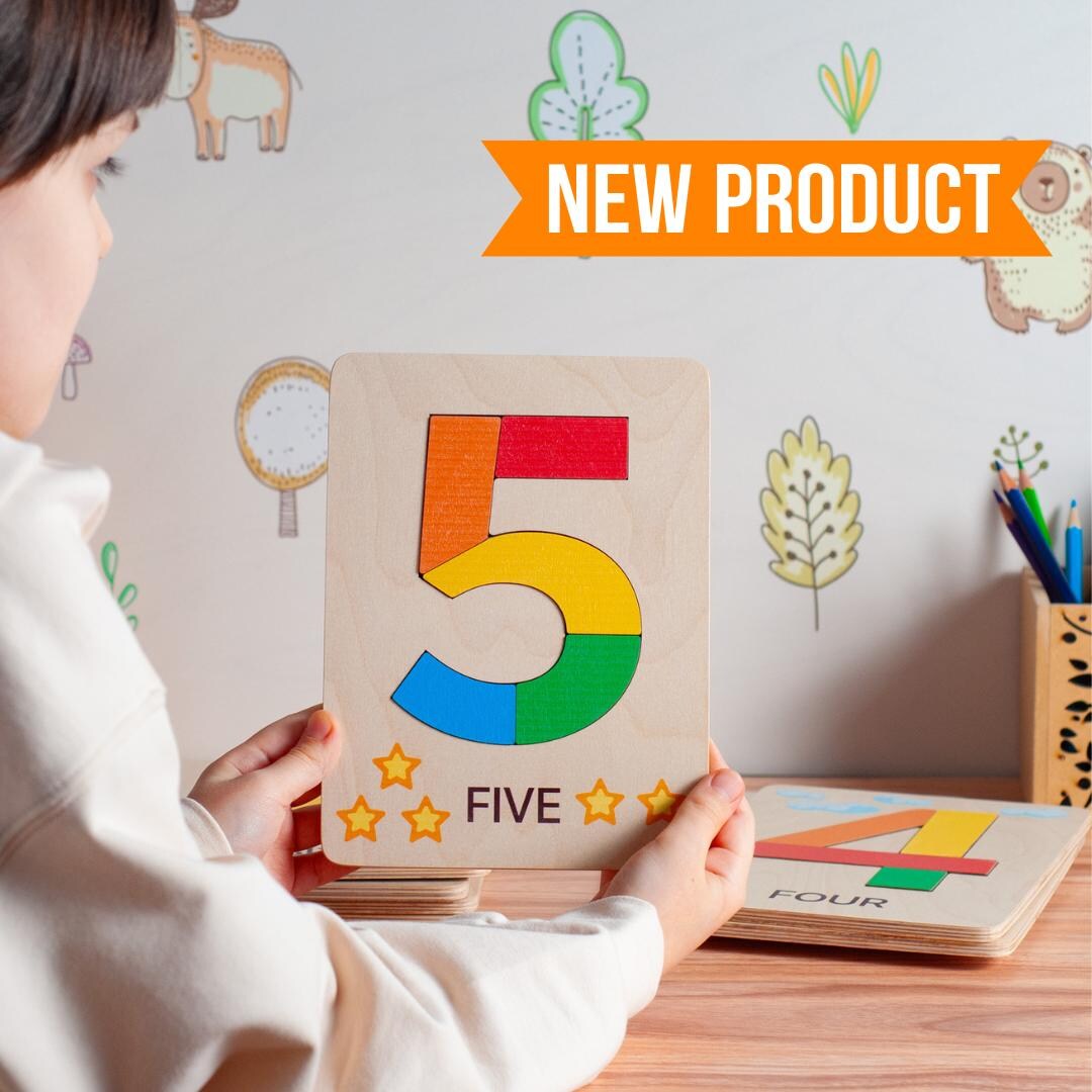 Toddler Gifts Number Matching Puzzle Wooden Counting Toy Montessori ...