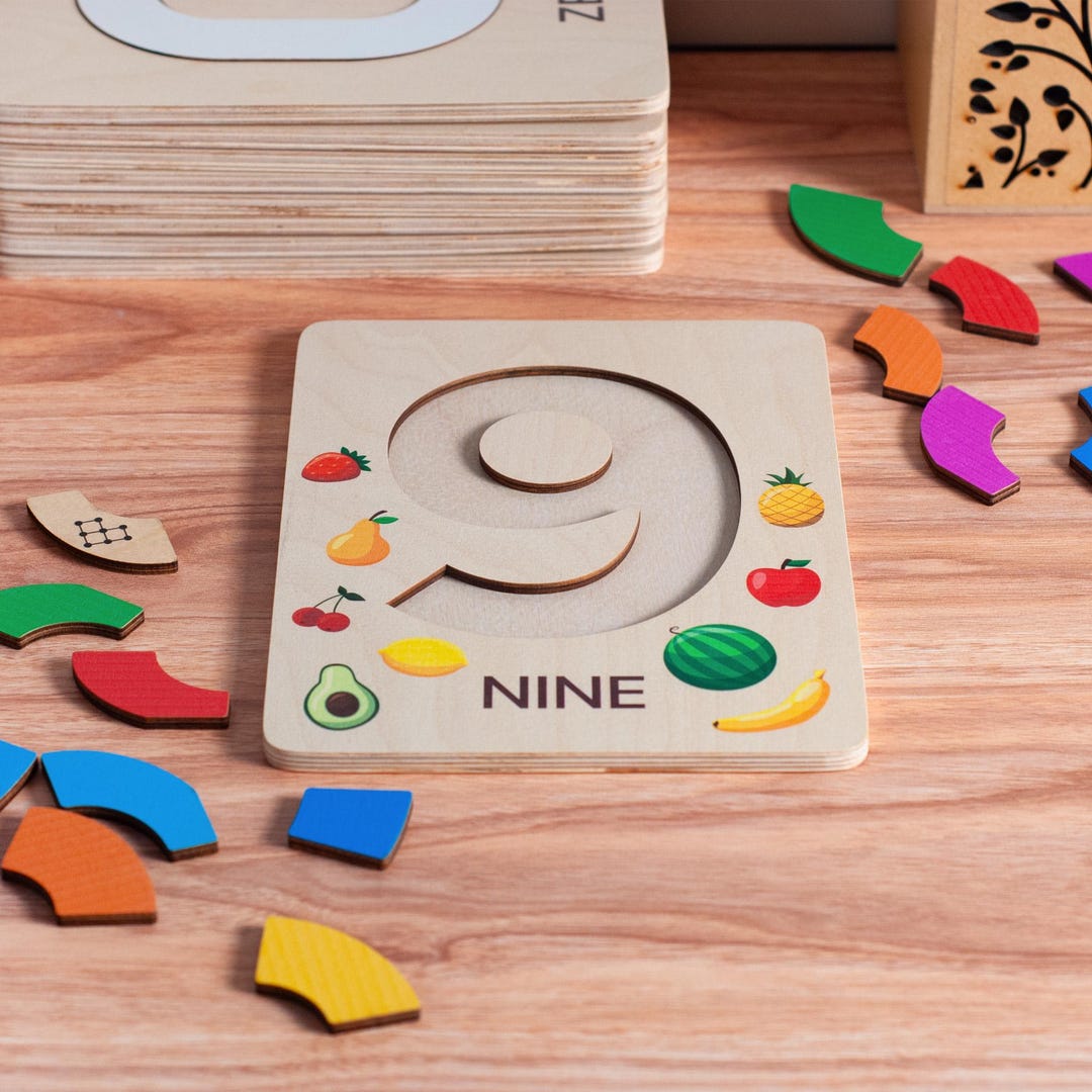 Wooden Math Puzzle: Montessori Number Learning Toy for Preschoolers - Etsy